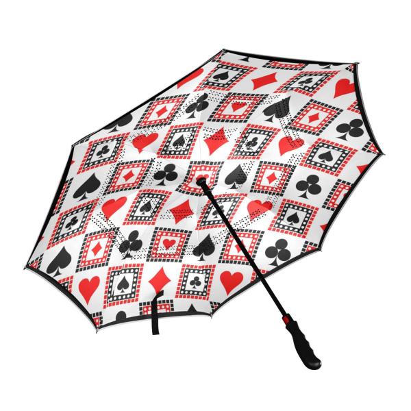商品名:  Oyihfvs Playing Cards Bright Red, Black, White Symmetrical Geometric Automatic Double Layer Inverted Umbrella, Aut...