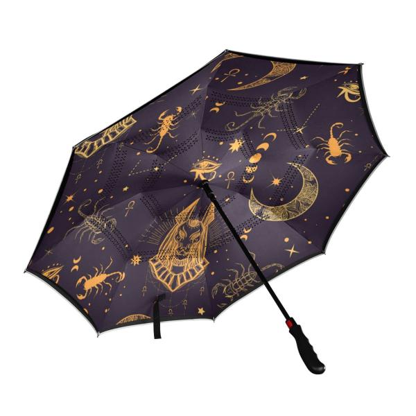 商品名:  Oyihfvs Golden Egyptian God with Scorpion, Moon Alchemy and Astrology Automatic Double Layer Inverted Umbrella, Au...