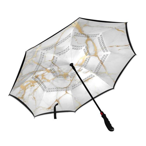 商品名:  Oyihfvs White Gold Marble Texture with Golden Lines Automatic Double Layer Inverted Umbrella, Auto Open/Close Wind...