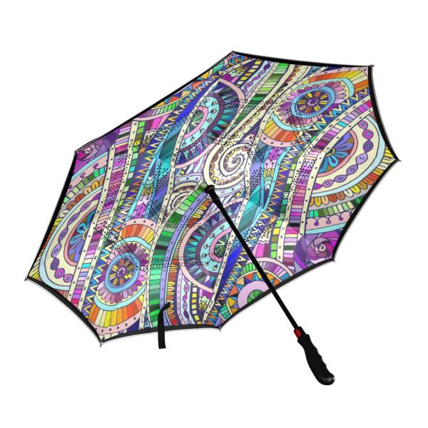 商品名:  Oyihfvs Colorful Tribal Doddle Ethnic Geometric Elements Automatic Double Layer Inverted Umbrella, Auto Open/Close...