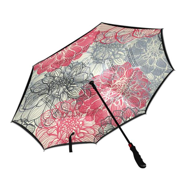 商品名:  Oyihfvs Dahlia Flowers Automatic Double Layer Inverted Umbrella, Auto Open/Close Windproof UV Durable Parasol, Rai...