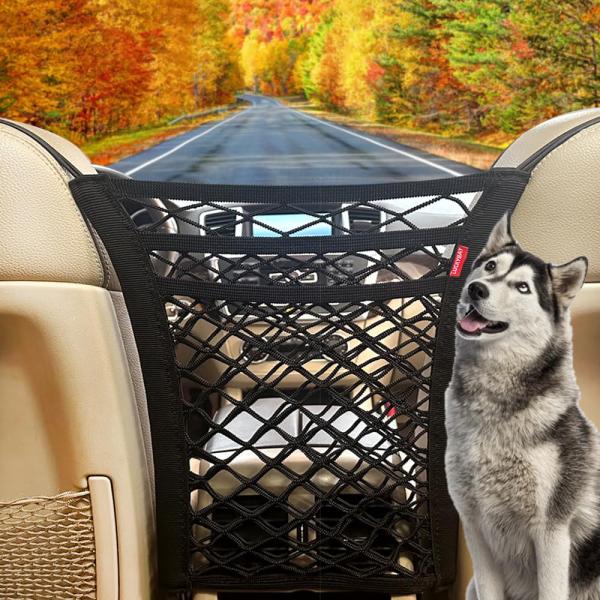 商品名:  Luckybay 3-Layer Car Mesh Organizer Net, Seat Back Elastic Storage Net Bag, Barrier of Backseat Pet Kids, Driver S...