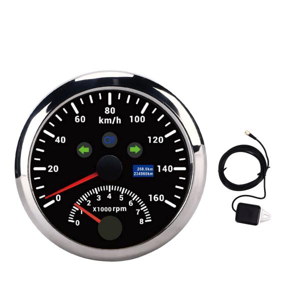 商品名:  Aramox GPS Speedometer,0-160Km/h 0-8000rpm Odometer Tachometer Gauge LCD Red Backlight for 12V/24V Car Boat Yacht ...