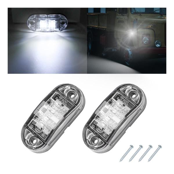 商品名: HIPOPY 2個 2.5インチ LED サイドマーカーライト、12-24V 防水インジケーター テールライト サーフェスマウント 車 トラック ボート マリン RV キャンピングカー用 (ホワイト) HIPOPY 2PCS 2....