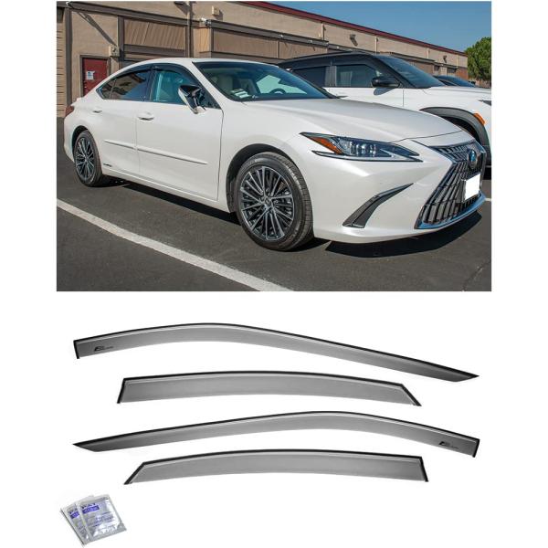 商品名:  Replacement for 2019-Present Lexus ES250 ES300h ES350 | EOS Visors JDM Tape-On Style Smoke Tinted Side Vents Windo...