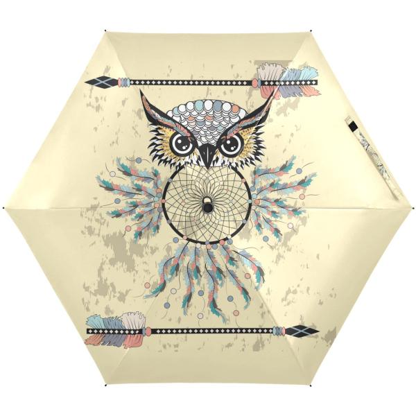 商品名:  Oyihfvs Vintage Beige Dream Catcher Owl Bohemian Style Bohemian Feathers Parasol Folding Umbrella, Reinforced Wind...