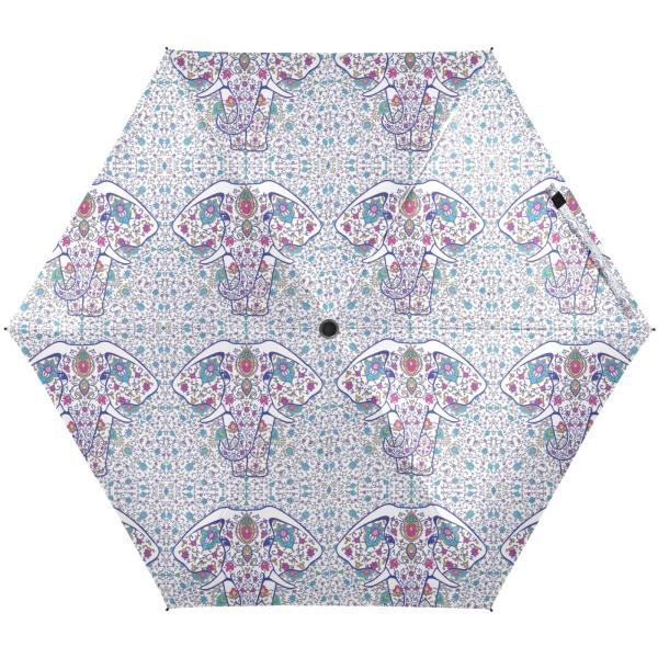 商品名:  Oyihfvs India, Arabic Floral Mandala Flowers Elephant on White Parasol Folding Umbrella, Reinforced Windproof Wate...