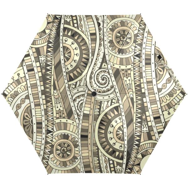 商品名:  Oyihfvs Vintage Tribal Doddle Ethnic Geometric Elements Parasol Folding Umbrella, Reinforced Windproof Waterproof,...
