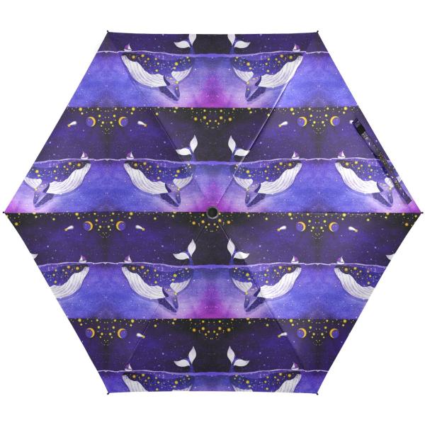 商品名:  Oyihfvs Magic Whale in The Dark Ocean Night Starry Sky Moon Purple Style Parasol Folding Umbrella, Reinforced Wind...