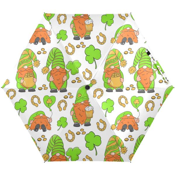 商品名:  Oyihfvs Scandinavian Gnomes St. Patrick's Day Green Shamrock Parasol Folding Umbrella, Reinforced Windproof Waterp...