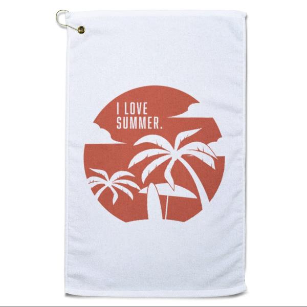 商品名:  Style In Print Fathers Day Golf Towel I Love Summer Surf Board Palm Trees Umbrella Cotton Bag Accessories White De...