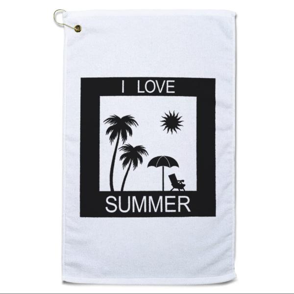 商品名:  Style In Print Fathers Day Golf Towel I Love Summer Chair Sun Palm Trees Umbrella Cotton Bag Accessories White Des...