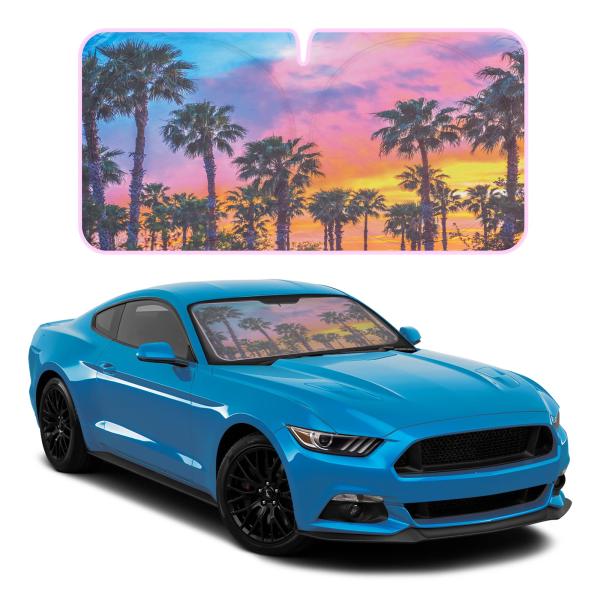 商品名: BDK Sunset Palm Trees Car Window Sun Shade Auto Shade for Windshield Visor, Block UV Reflect Heat to Keep Your Car ...