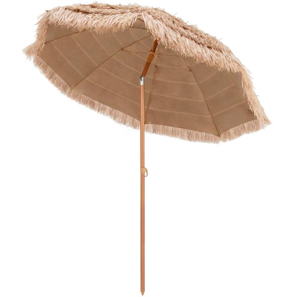 商品名:  HAPPYGRILL 7.2FT Thatched Tiki Beach Patio Umbrella, Hawaiian Hula Beach Umbrella with Tilt Design, 8 Ribs, Outdoo...