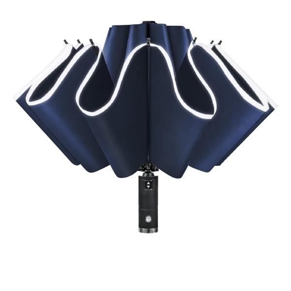 商品名:  Lejorain Compact Inverted Reflective Umbrella - Automatic Folding Reverse LED Umbrella Travel Windproof Umbrellas ...