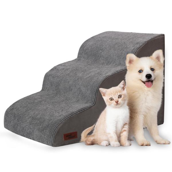 商品名:  3 Tiers Dog Ramp and Stairs for Beds Or Couches - Non-Slip Sturdy Pet Steps - for Small Dogs to get on High Bedブラン...