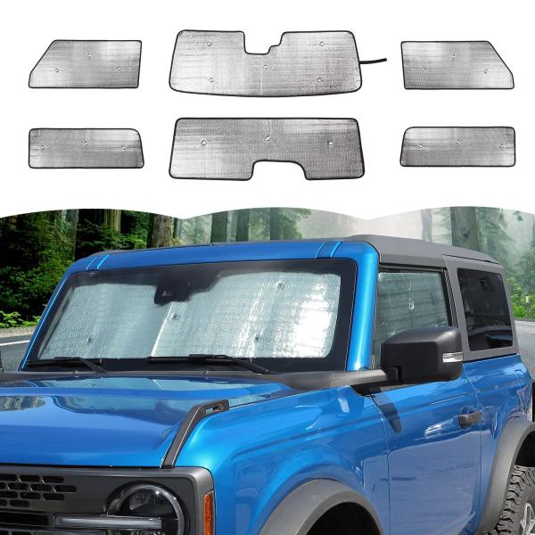 商品名: フロントガラス用サンシェード サンシェード ヒートシールド ウィンドウ サンバイザーマット フォード ブロンコ 2ドア 2021 2022 2023用 6点 Windshield Sunshade Sun Shade Heat S...