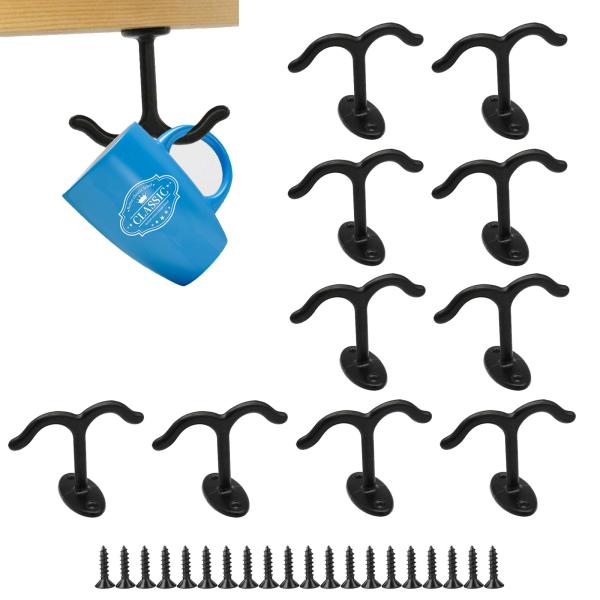 商品名:  FanSiVoKe 10 Pcs Zinc Alloy Ceiling Double Hook Cabinet Wardrobe Coat Towel Hat Hook Hooks Under Cabinet Shelf (Bl...