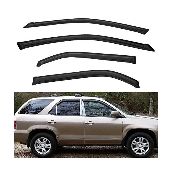 商品名:  LQQDP 4pcs Front+Rear Smoke Tint Sun/Rain Guard Outside Mount Tape-On Vent Window Visors Compatible with 01-06 MDX...