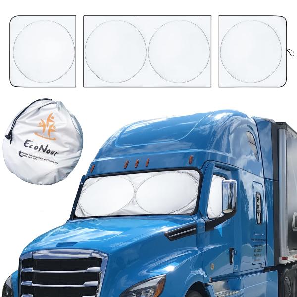 商品名: EcoNour Detachable Semi-Truck Sun Shade for Windshield and Side Windows | 500T Polyester for Truck Windshield Maxim...