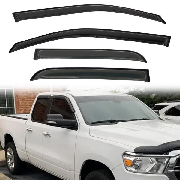 商品名:  PLDDE 4pcs Smoke Tint Rain Guard Window Visors Compatible with 2019-2025 Dodge Ram 1500 New Body Quad Cab (2 Full-...