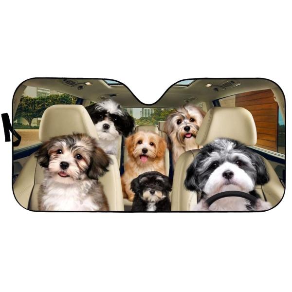 商品名: フロントガラス用サンシェード ハバニーズ車のフロントウィンドウシェード 熱と太陽をブロック ほとんどのセダン、SUV、トラック、自動車用 55x30インチ Windshield Sun Shade Havanese Car Fro...
