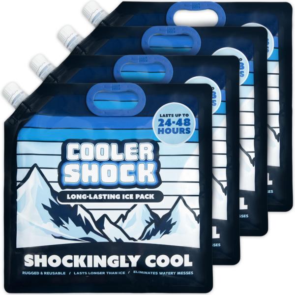 商品名: Cooler Shock 繰り返し使える保冷剤 クーラー用 - 長持ちする冷凍庫パック ハンドル内蔵 - 多目的 Mサイズ 4個パック Cooler Shock Reusable Ice Packs for Cooler - Lo...