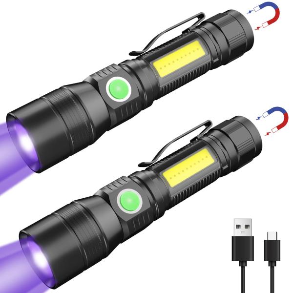 商品名: COSOOS UV懐中電灯 ブラックライト 2個パック USB充電式 UVライト 7モード付き IPX4防水 ズーム可能 ペットの尿検出器 シミ/トコジラミ/サソリ/緊急時用 COSOOS 2 Pack UV Flashlight...