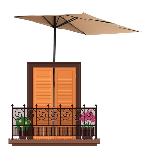 商品名:  8x4Ft Half Rectangle Umbrella Outdoor Patio Small Half-Umbrella With Base For Wall Balcony Window Sun Shade Umbrel...