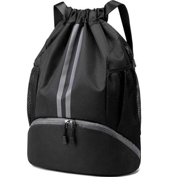 商品名: Hoedia スポーツ巾着バックパック ? ストリングスイムジムバッグ 靴コンパートメントとウェットプルーフポケット付き レディース/メンズ, ブラック, 2XL, スポーツ巾着バックパック Hoedia Sports Draws...