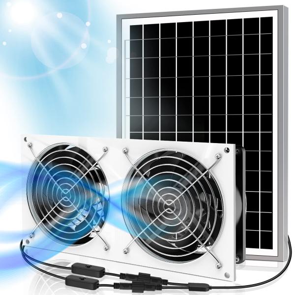 商品名: LiLDiHO ソーラーファン 太陽光発電ファン 15W耐候デュアルファン 14フィート/4.2mケーブル付き 屋外用 温室 小さな鶏小屋 ペットハウス DIY冷却換気プロジェクト LiLDiHO Solar Powered Fa...
