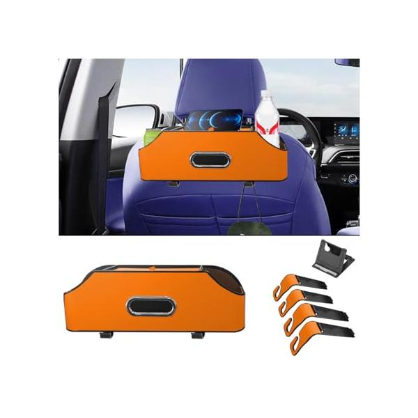 商品名: AUCELI カーシートバックオーガナイザー カップホルダーとティッシュボックス付き ヘッドレスト吊り下げ収納ボックス フックと電話ホルダー付き 多機能トラベルトレイ 子供用 ロードトリップ カーアクセサリー (赤茶色) AUCE...