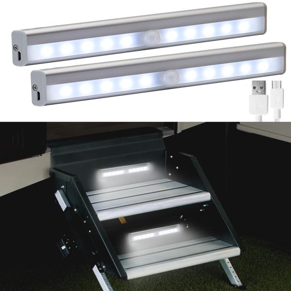 商品名: CCBASEBALL モーションアクティベート RV ステップライト 10LED USB充電式 RV モーションセンサー LEDライトストリップ ワイヤレス磁気キャンパー ステップライトバー モーターホーム 旅行 トラベルトレーラ...