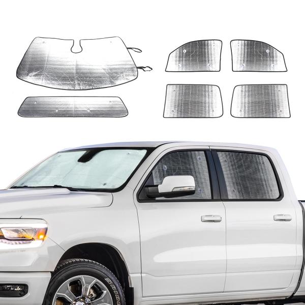 商品名: Hoolcar フロントガラスサンシェード フロント&amp;サイド&amp;リアウィンドウサンシェード サンシェード 断熱 サンバイザー サンリフレクター ダッジ・ラム 2018-2023対応 6個 Hoolcar Windsh...
