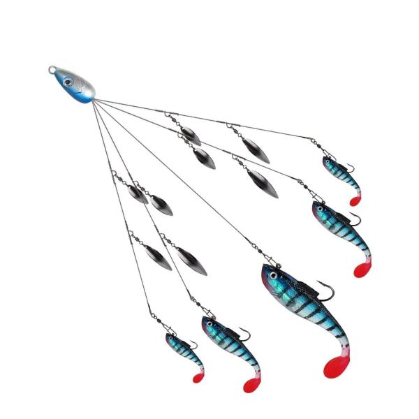 商品名: Owemtao アラバマリグキット - 5アームアンブレラリグ バスフィッシングキット プリリグパドルテールスイムベイトとウィローブレードルアー付き Owemtao Alabama Rig Kit - 5 Arms Umbrell...