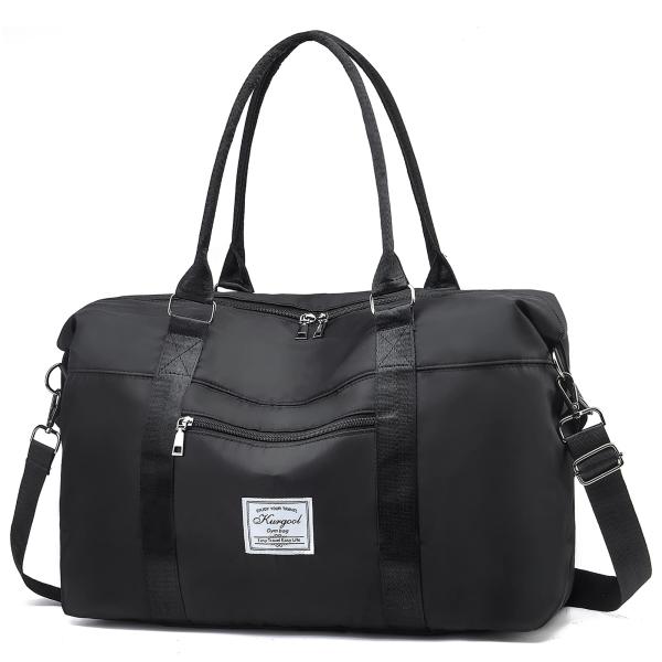 商品名: ウェットポケット付きジムバッグ、折りたたみ式トラベルダッフルバッグ、ウィークエンダーバッグ、旅行、ジム、ヨガ用防水オーバーナイトバッグ, A2-ブラック, トレンディ。 KURGOOL Gym Bag with Wet Pocke...