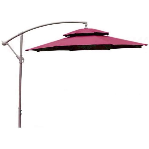 商品名: 2.7M 二段大型パラソル、カンチレバー吊り下げ 8 リブ パティオ屋外傘 サンシェード 紫外線防止太陽 ビーチ/プール/パティオ/屋外キャノピー シェルター テント用 2.7M Double Tier Large Parasol...