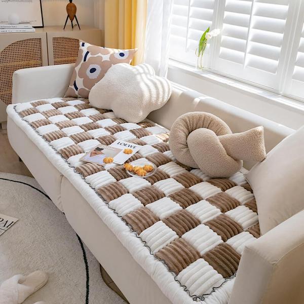 商品名:  Zlimpty Cream-Coloured Large Plaid Square Pet Mat Bed Couch Cover, Couch Cover, 2023 New Machine Washable Garden C...