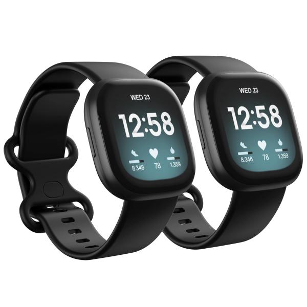 商品名: 防水バンド 2本パック Fitbit Versa 3 / Fitbit Versa 4 / Fitbit Sense/Sense 2 バンド クラシック ソフト スポーツ 交換用リストバンド レディース メンズ (L 7.1インチ...