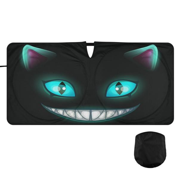 商品名:  Oarencol Fantasy Scary Laugh Cat Car Windshield Sun Shade Black Cheshire Cat Halloween Foldable Sunshade Front Win...