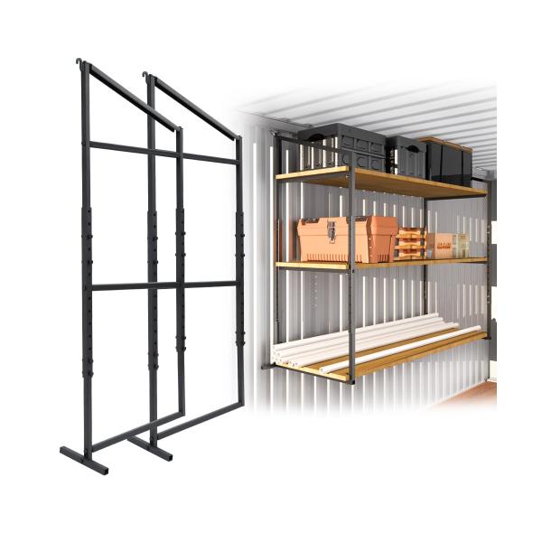 商品名: Autoholic 配送コンテナ棚 配送コンテナラック スチールハンギングシェルフラック ブラックパウダーコーティング Autoholic Shipping Container Shelving Rack Steel Contai...