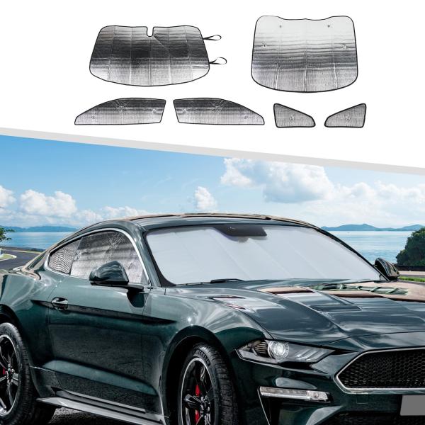 商品名: Jimen フロントガラス リフレクター サンシェード サイドウィンドウシェード フォードマスタング 2015-2023 6個 Jimen Compatible with Ford Mustang 2015-2023, 6PCS ...