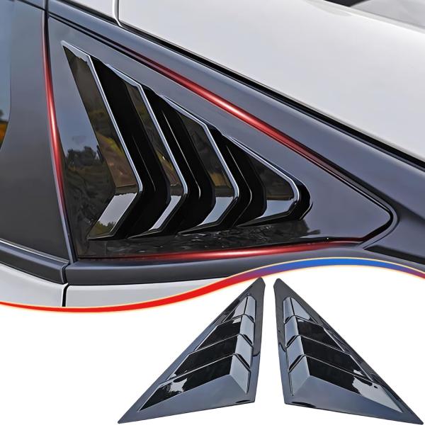 商品名: MUXEE リアサイドウィンドウルーバー エアベント スクープ シェード カバー ブラインドトリム 2個 ホンダ シビック 2022 2023用 - ABS ブライトブラックスポーツインテリアアクセサリー MUXEE 2Pcs R...