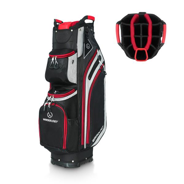 商品名: Max軽量ゴルフカートバッグ デュアルハンドルと14ウェイ個別フルレングスの仕切り付き ゴルフクラブバッグ ポケット11個付き 大きなパターウェル ダブルストラップクーラー 男女兼用 (ブラック/グレー/ホワイト) Max Lig...