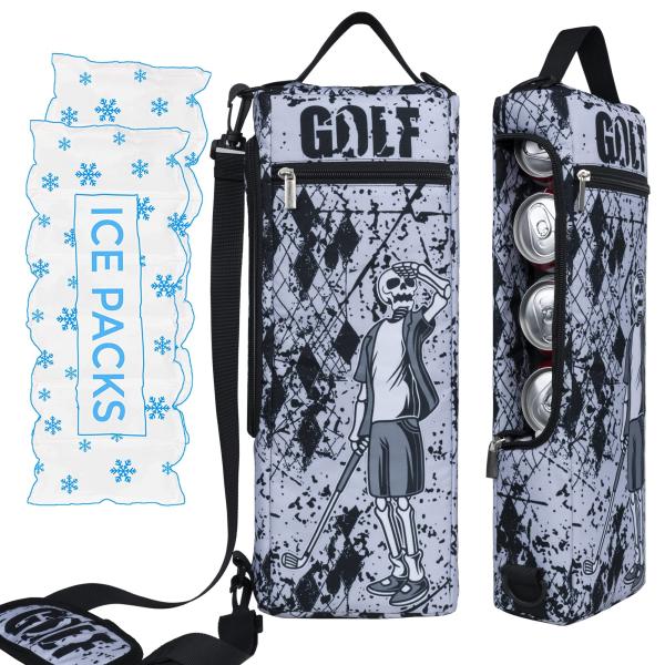 商品名: ゴルフクーラーバッグプラス アイスパック ソフトサイド 断熱クーラーバッグ - 缶6パックまたはワインボトル2本を保持 - グレー迷彩ゴルフビールスリーブ ブラック ゴルフバッグに目立たないようにフィット Golf Cooler ...