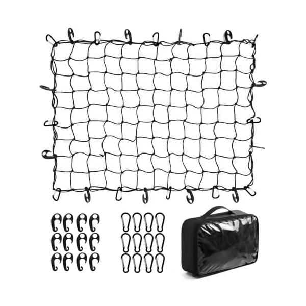 商品名:  Cargo Net for Pickup Truck Bed, 5' x 7' Stretches to 10' x 14' Heavy Duty Small 4”x4” Latex Bungee Net Mesh for Ro...