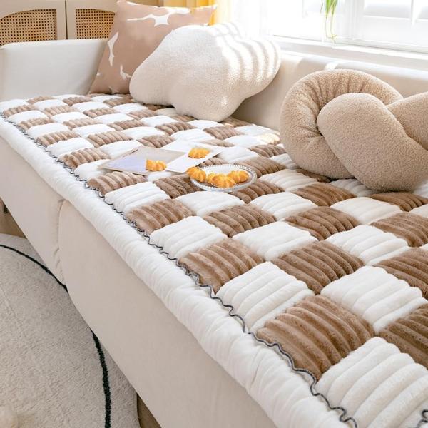 商品名:  Large Plaid Square Pet Mat Bed - Cream-Coloured Winter Warm Carpet, Protective Couch Cover for Sofa &amp; Floor - ...