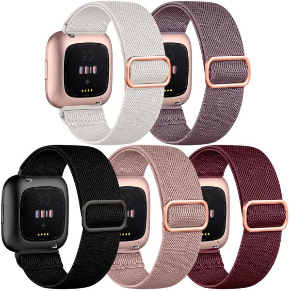 商品名: DaQin 伸縮性スポーツナイロンバンド Fitbit Versa 2 Watchバンド レディース メンズ 5個パック 調節可能 伸縮性 ソロループ リストバンド Versa/Versa Lite/SE/Fitbit Versa...