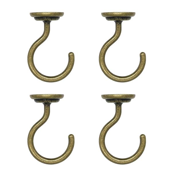 商品名: 天井フック 大型 スワッグ 高耐久フック 金具付き 植物の吊り下げ 天井 取り付け簡単 キャビティ 壁 ドライウォール 屋内&amp;屋外 (4セット アンティーク真鍮) Ceiling Hook Large Swag Heavy...