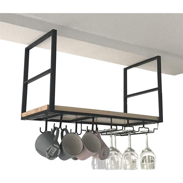 商品名:  Wine Rack Goblet Stemware Racks Mug Racks Rack Ceiling Shelf Mounted Floating Suspended Wine Glass Rack Black,Iron...